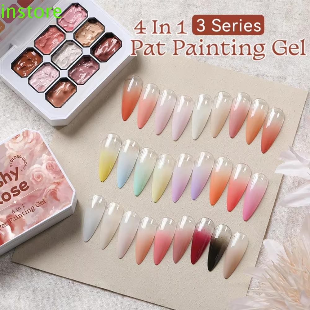 INSTORE 4IN1 Pat Ombre Gel ยาทาเล็บ, Mini 9 สี Easy Gradient ภาพวาดเจล ...