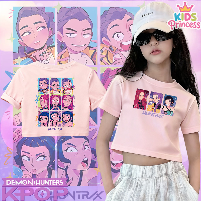 COD(จัดส่งตลอด 24 ชั่วโมง) Kpop Demon Hunters เด็กหญิงแขนสั้นเสื้อยืด ...