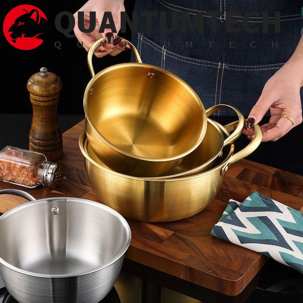 QUANTUMTECH หม้อราเมนเกาหลี, ชามก๋วยเตี๋ยวหนาทนความร้อน, สแตนเลสอเนกประสงค์เดี่ยวจับหม้อผสม ...