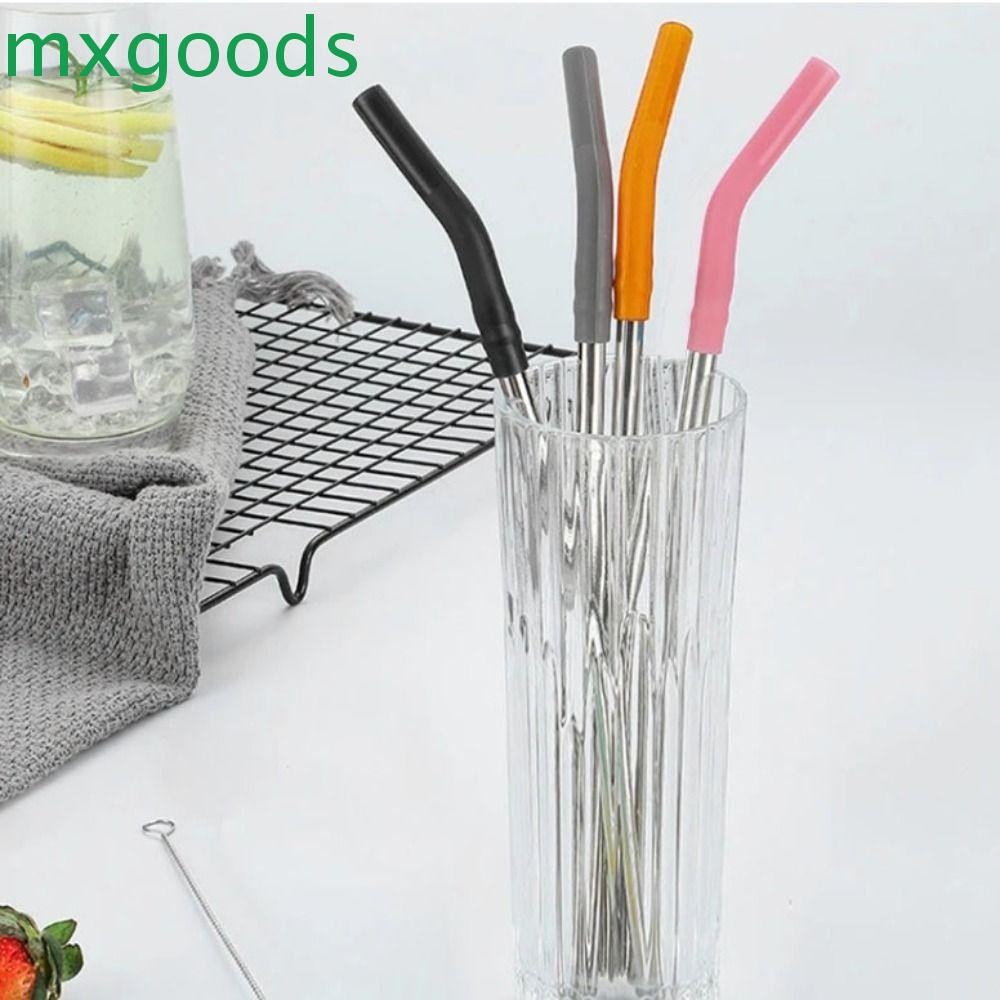MXGOODS 12ชิ้นหลอดโลหะเคล็ดลับปก,นํามาใช้ใหม่ซิลิโคนฟาง ที บน,ครัวเรือน8มิลลิเมตรโค้งฟางปกพรรค ...