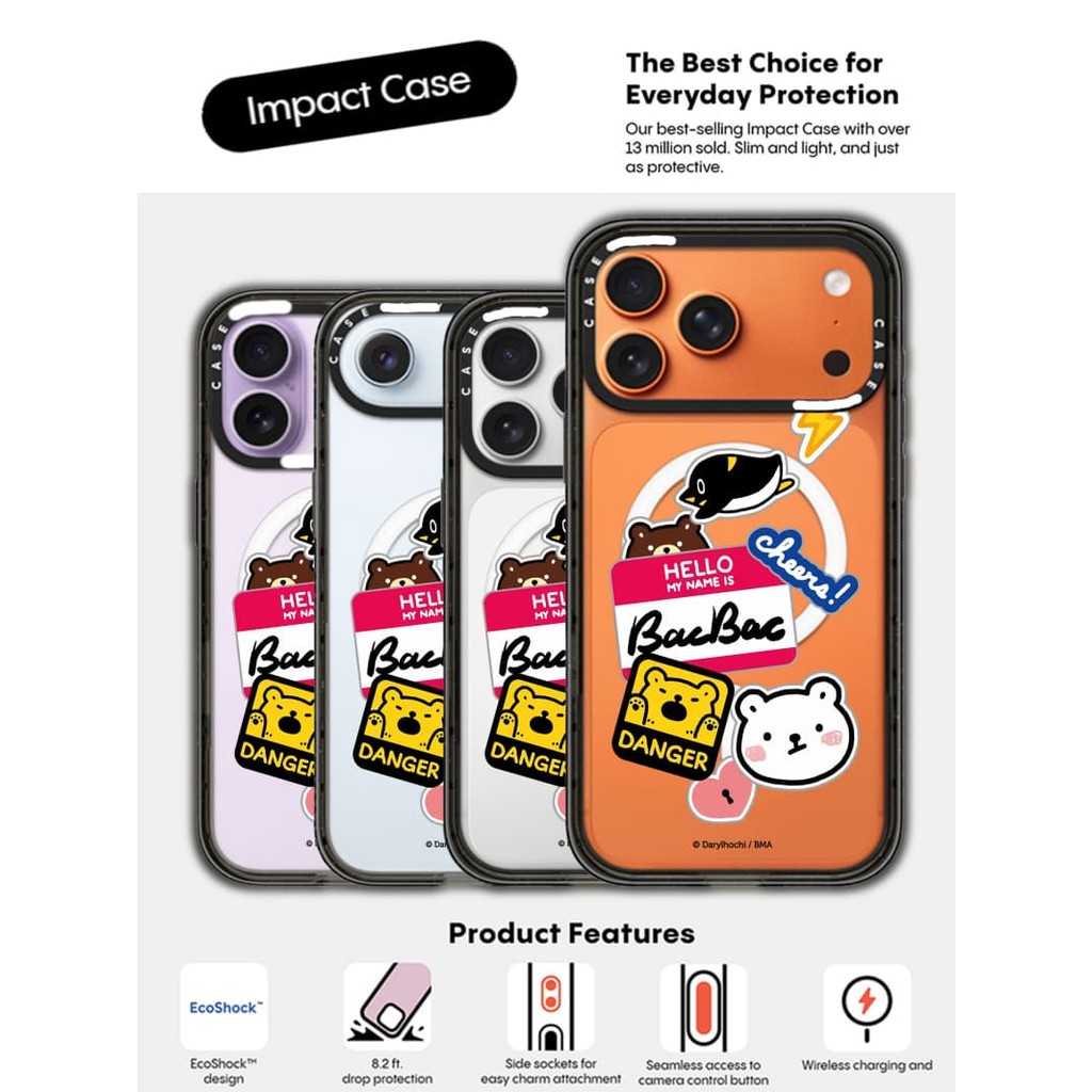 CASECASE X Bacbac Danger Case Black Edge Clear Hard แม่เหล็กดูด Impact ...
