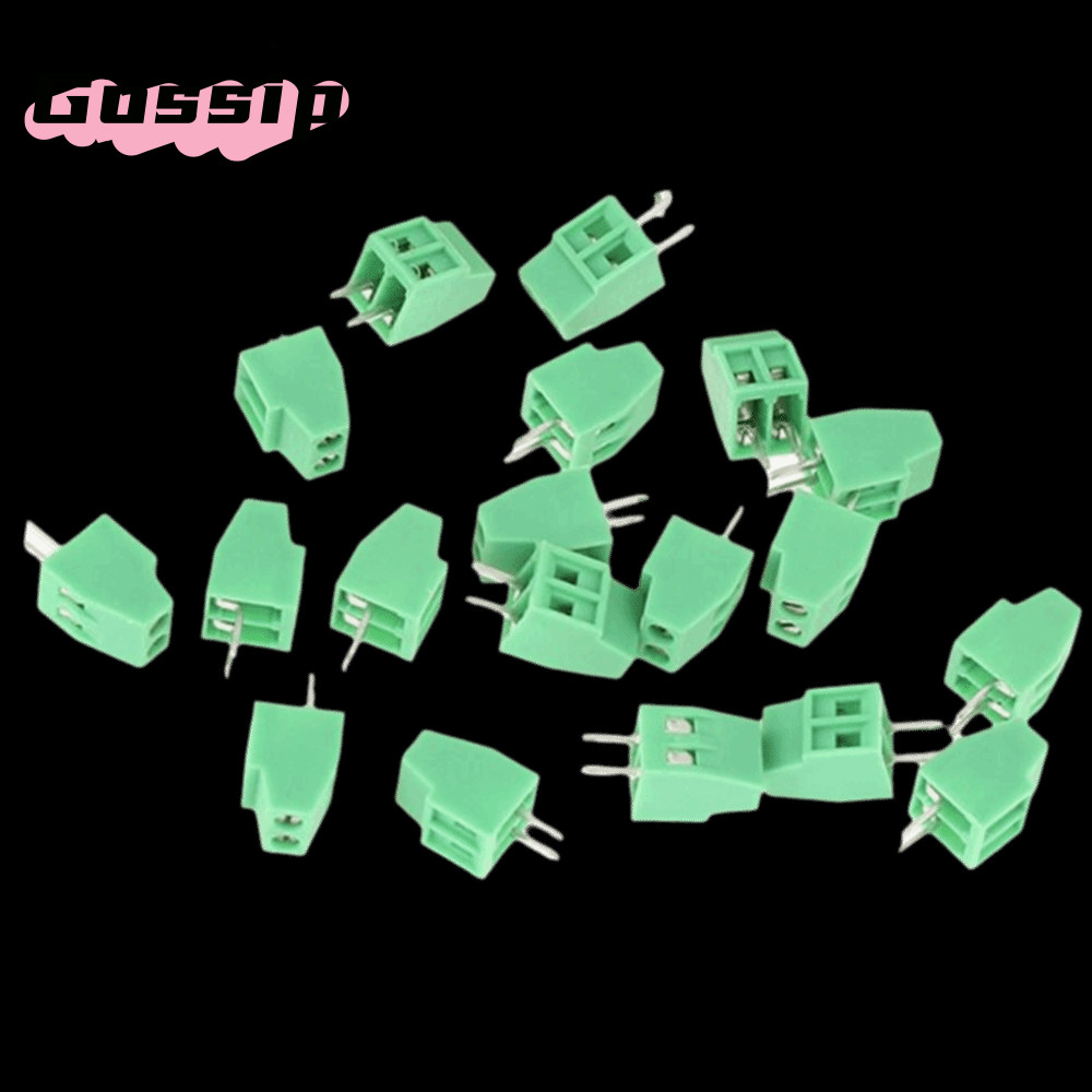 GOSSIP 20PCS 2 Pin Terminal Block, เชื่อมต่อ PCB สีเขียว Mount ...