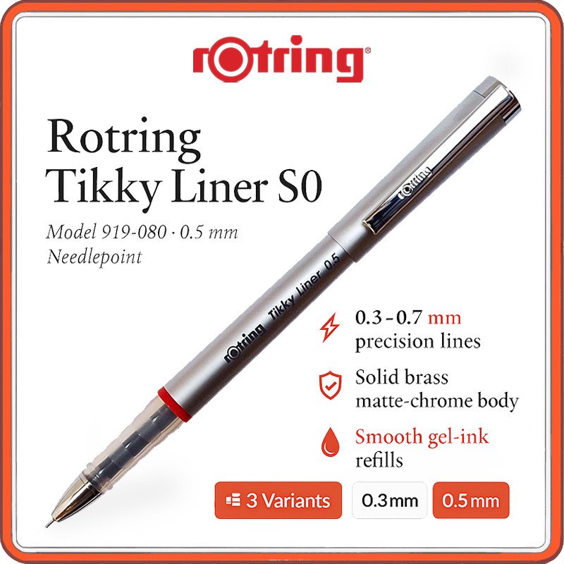 Rotring Tikky Liner S0 Technical Pen Set – 0.3 mm, 0.5 mm, 0.7 mm ...