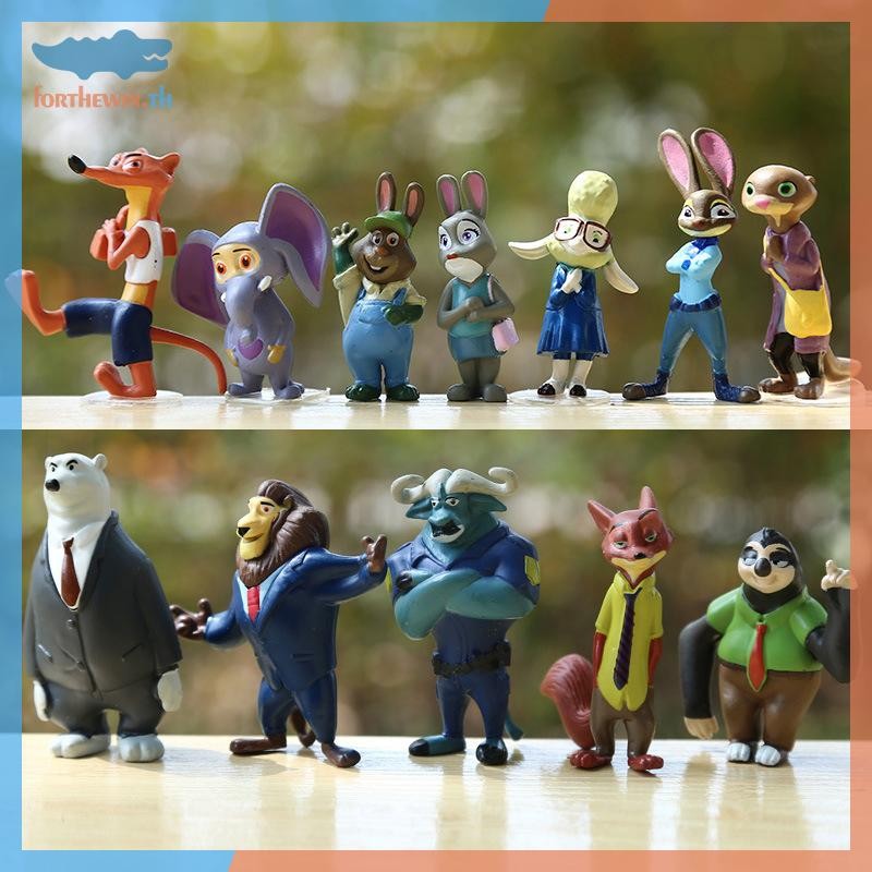 Forthewin 12 ชิ้น/เซ็ต Zootopia สัตว์ Action Figure ของเล่นกระต่าย Judy ...