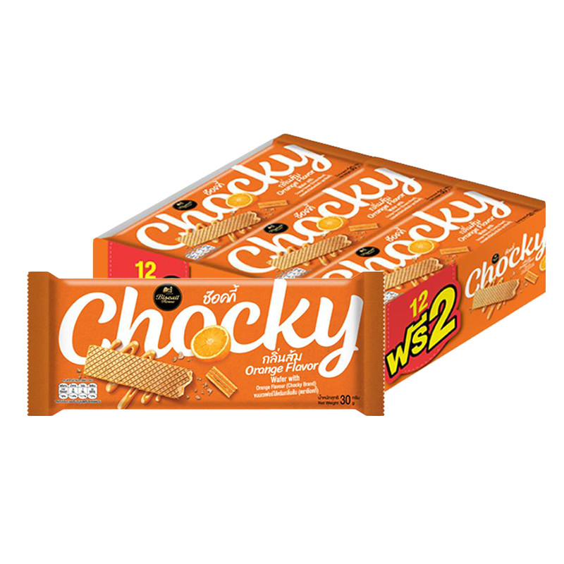 ช็อกกี้ เวเฟอร์ รสส้ม 30 ก. x 12 (CHOCKY Wafer Orange 30 g x 12 ...
