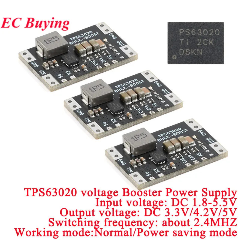 10 PC/1 PC TPS63020 3.3V 4.2V 5V แบตเตอรี่ลิเธียมอัตโนมัติ Boost Buck ...