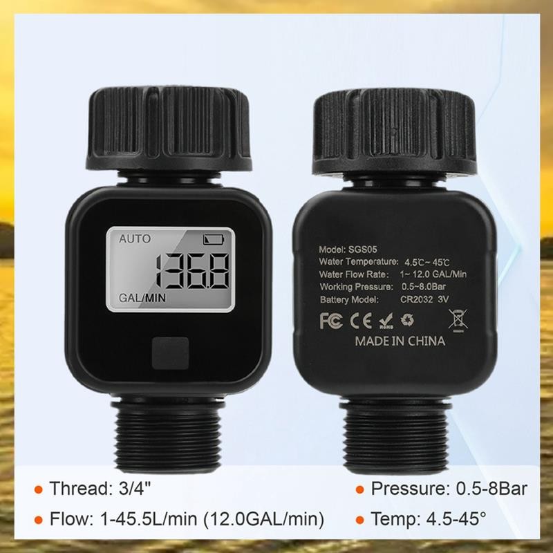 (PTL) Digital LCD Water Flow Meter สวนชลประทานท่อ Flow Sensor แบตเตอรี่ ...