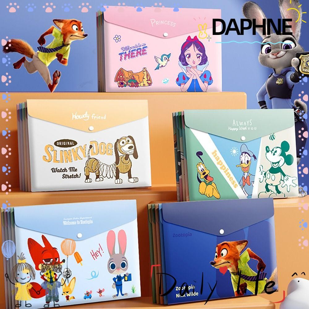 DAPHNE 5 ชิ้น/เซ็ตโฟลเดอร์แฟ้ม A4, กระเป๋าแฟ้ม Snap-fastener ความจุขนาด ...