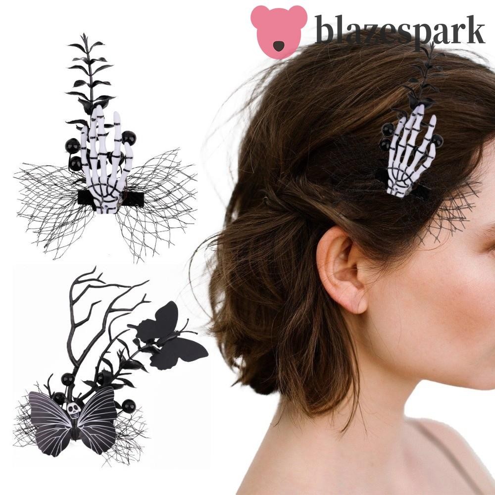 BLAZESPARK Ghost Claw กิ๊บติดผม, ผ้าดอกไม้โครงกระดูกมือ Hairpin, อุปกรณ์เสริมผม Harajuku ...