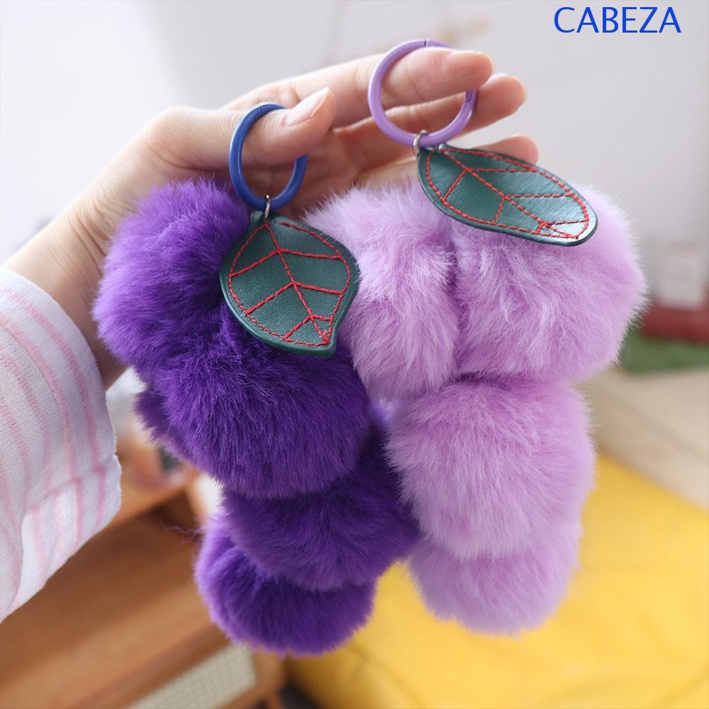 CABEZA 2 ชิ้น Furry Grape Key Chain, Soft Plush Charm Decor ผลไม้พวง ...