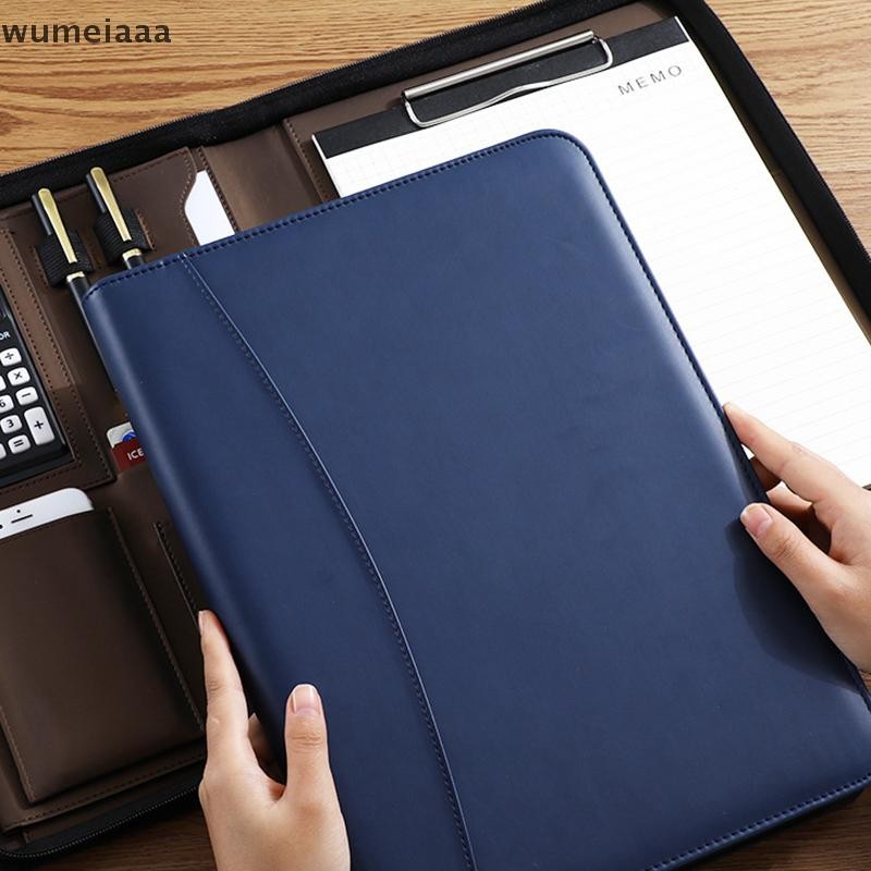 Wumeiaa มัลติฟังก์ชั่ A4/A5 PU หนัง Portfolio สําหรับเอกสารกระเป๋าซิปพร้อมเครื่องคิดเลขปากกา Man ...