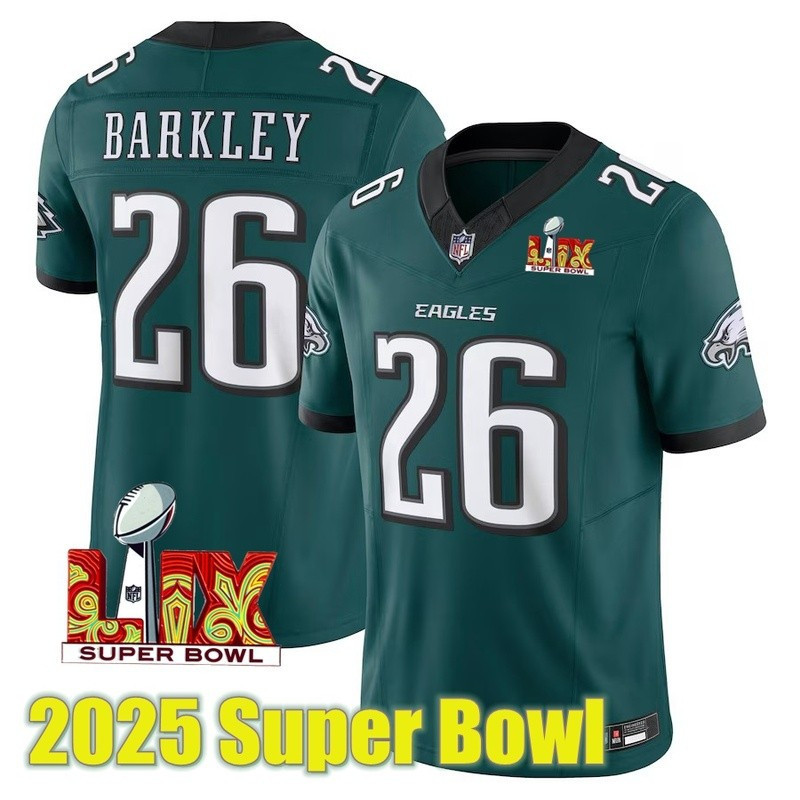 เสื้อฟุตบอลอเมริกัน Philadelphia Eagles ของ Saquon Barkley สีเข้ม midnight green จำกัดจำนวน ...
