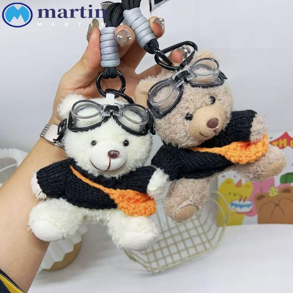 MARTIN Panda ตุ๊กตาพวงกุญแจ,การ์ตูนตุ๊กตาสัตว์แว่นตาหมีหมีพวงกุญแจ ...