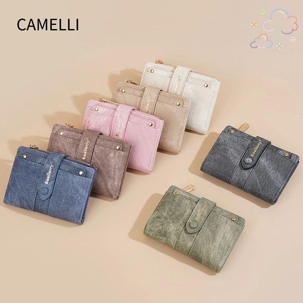CAMELLI กระเป๋าสตางค์ PU แบบคลัทช์ ออกแบบสำหรับทั้งผู้หญิงและผู้ชาย มีช่องใส่บัตรและซิปเพื่อความ ...