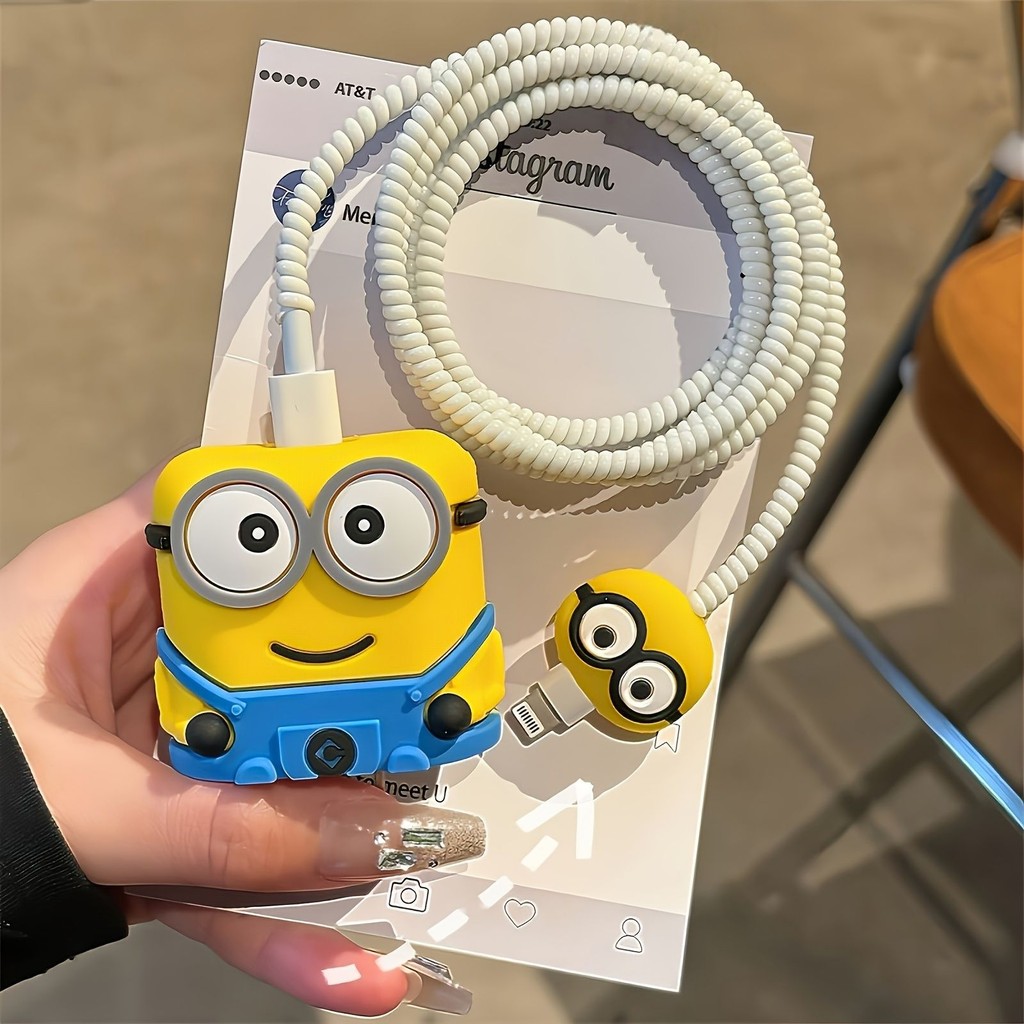 4 in 1/น่ารักการ์ตูน Minions DIY 18w/20w Charger Protector ชุดเครื่อง ...