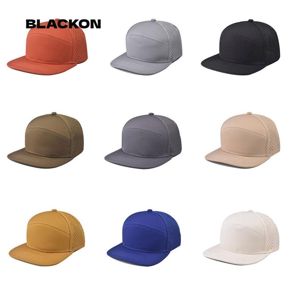 หมวกเบสบอล BLACKON สไตล์ฮิปฮอป ปรับขนาดและระบายอากาศได้ ปีกแบนทรงยืนยืด ...