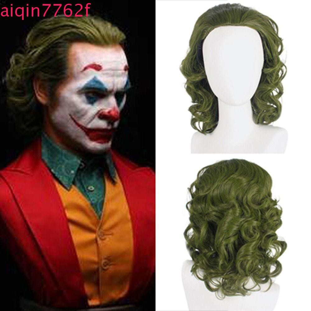 AIQINF Joker คอสเพลย์วิกผม,ธรรมชาติหยักตลกผมสีเขียว,ปุยทนความร้อนไฟเบอร์ Arthur Flack คอสเพลย์ ...