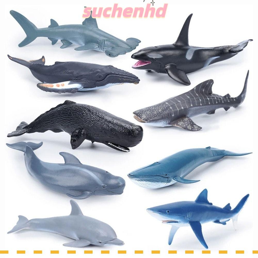 SUCHENHD จําลอง Sea Life, Shark Cachalot Marine สัตว์ Whale Figurines ...