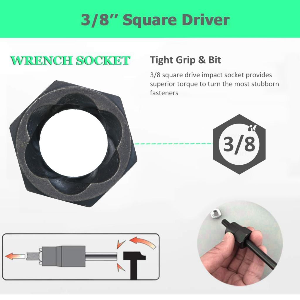 XIXIAN 11PCS Impact Bolt Nut Remover Set Extractor Twist Socket ...