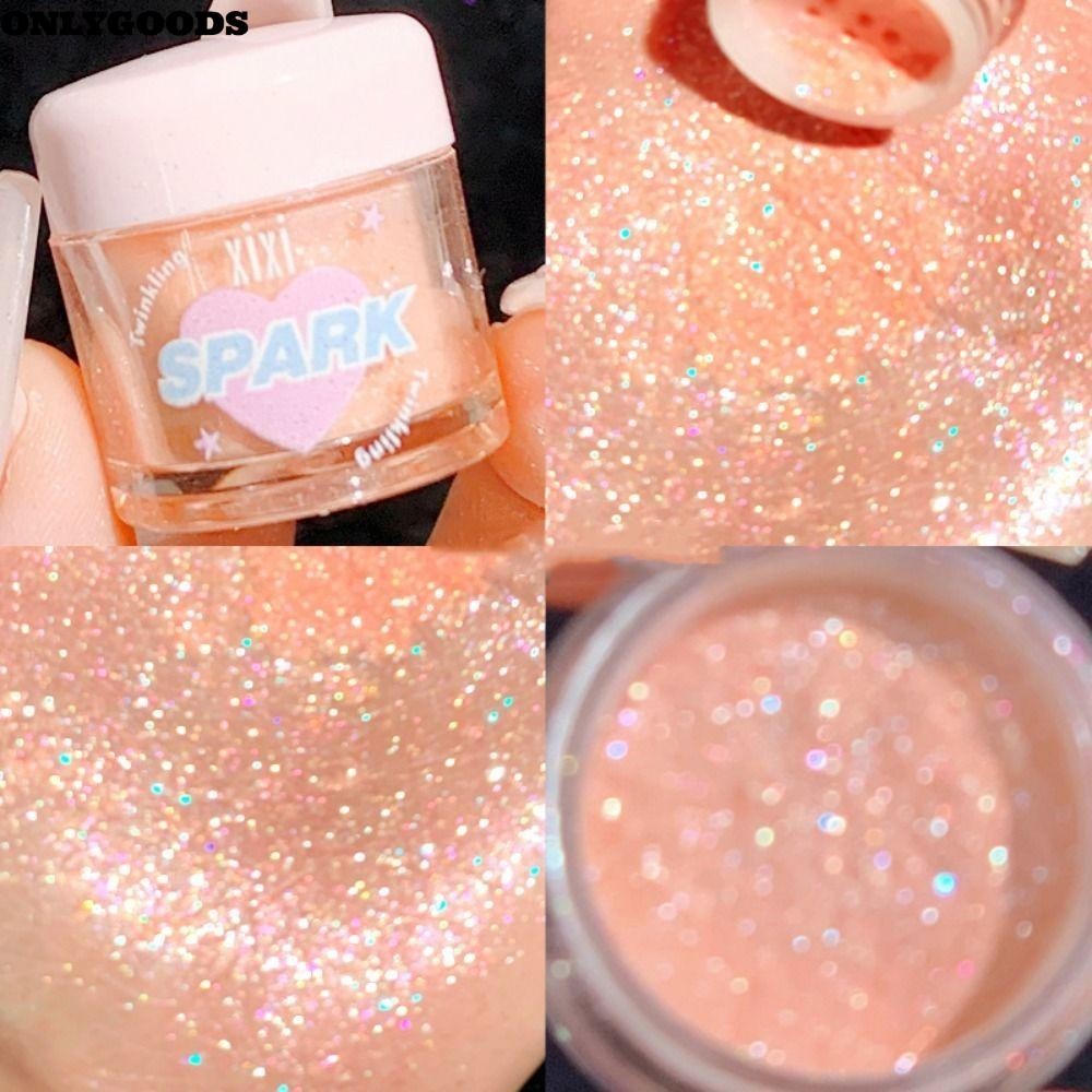 ONLYGOODS แป้งไฮไลท์, 3 สี Pearlescent Glitter Powder Blusher, Smooth ...