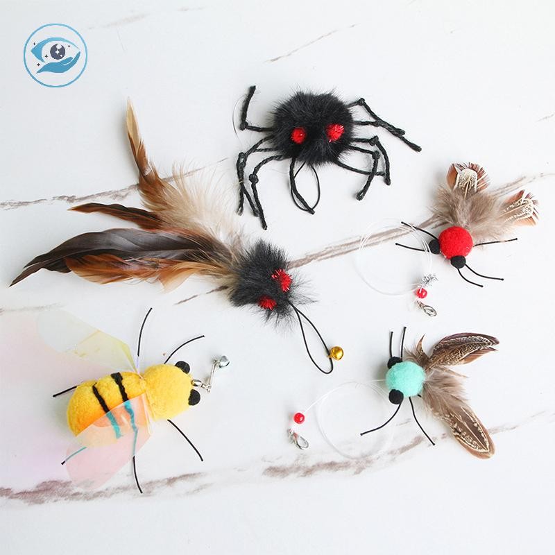 [Smw] จําลองแมลง Feather ของเล่นแมวแมวตลก Stick ของเล่นเปลี่ยนหัวสัตว์ ...
