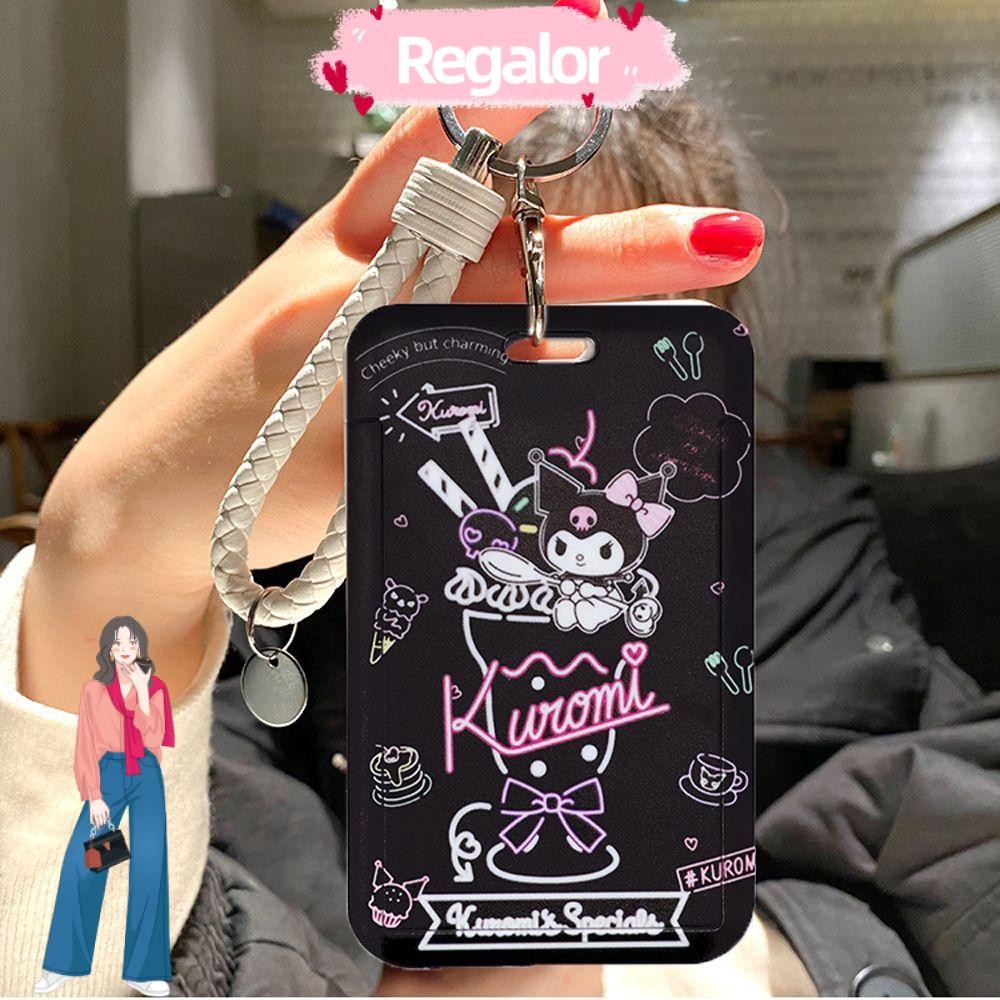 REGOR ผู้ถือบัตรการ์ตูนนักเรียน Kawaii Kuromi Bus พร้อมเชือกเส้นเล็กพวง ...
