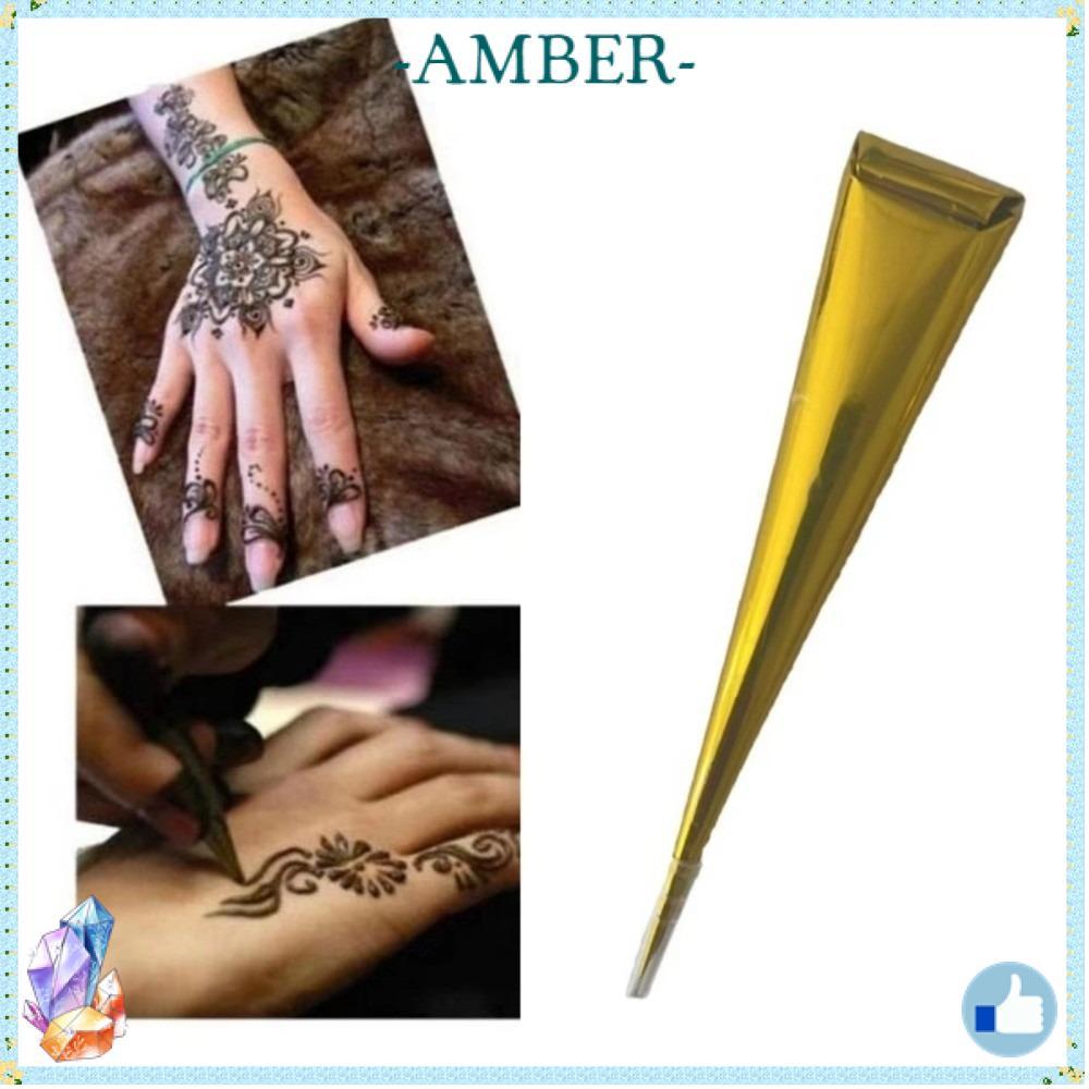 AMBER Henna Tattoo Cream สีดำและสีน้ำตาล กึ่งถาวร ใช้งานง่ายสำหรับศิลปะ ...