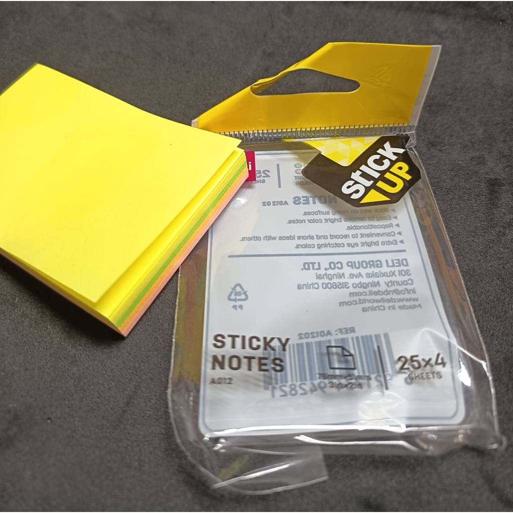 Deli (4 สีสดใส x 25s) Sticky Note Pad - 3" x 2" (76mm x 51mm) - A0202 ...
