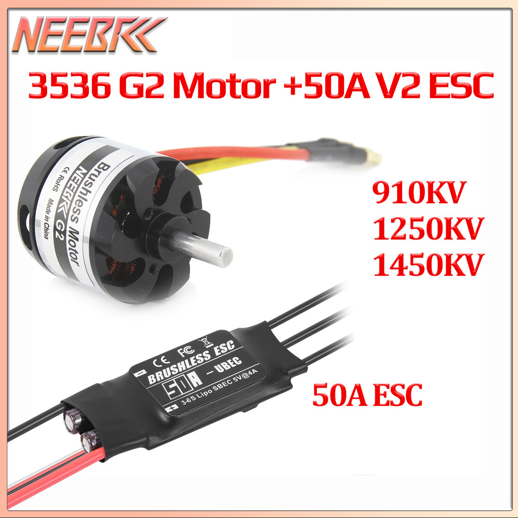 NEEBRC 3536 910KV 1250KV 1450KV Outrunner มอเตอร์ไร้แปรง 3-6S 50A ESC ...