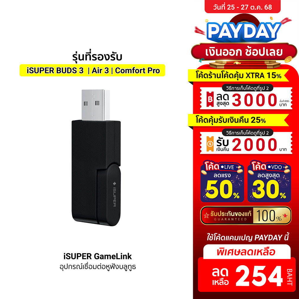 [ลดเหลือ 254] iSUPER GameLink Adapter Dongle อุปกรณ์เสริมหูฟัง Game ...