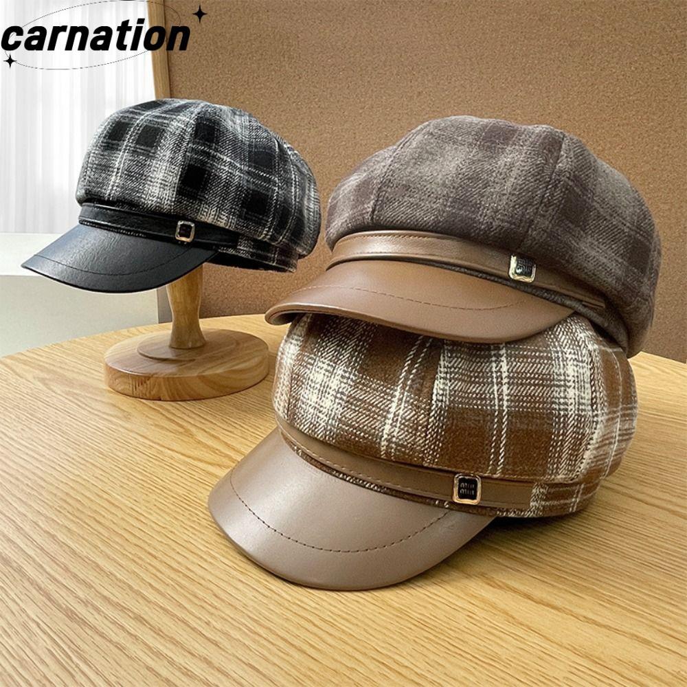 CARNATION Octagon Hat สไตล์วินเทจเชคเกอร์ เพอร์เฟ็กต์สำหรับการแต่งตัว ...