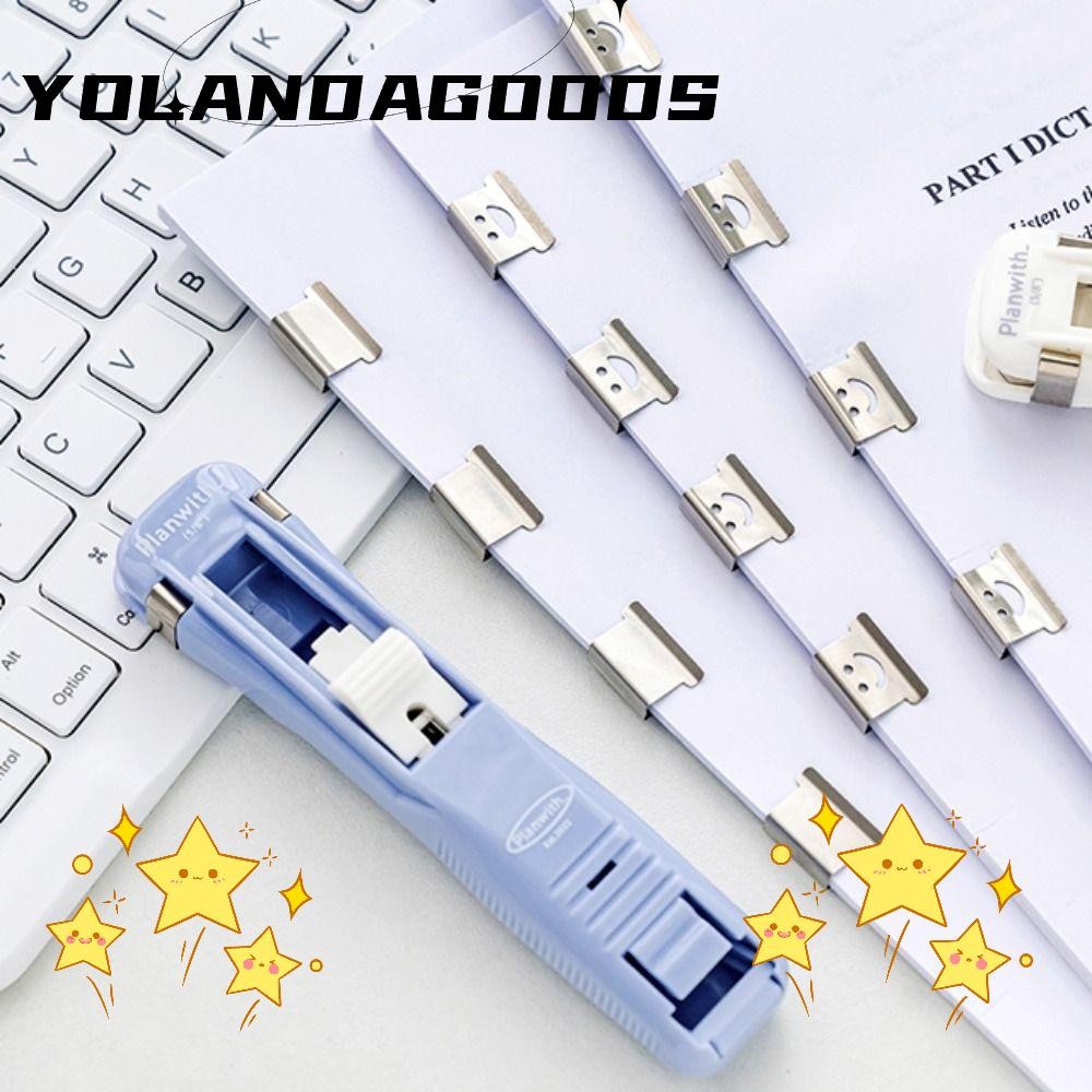 YOLA คลิปกระดาษแบบกด, พลาสติกชุด Pusher แบบใช้ซ้ําได้, Mini Binder ...