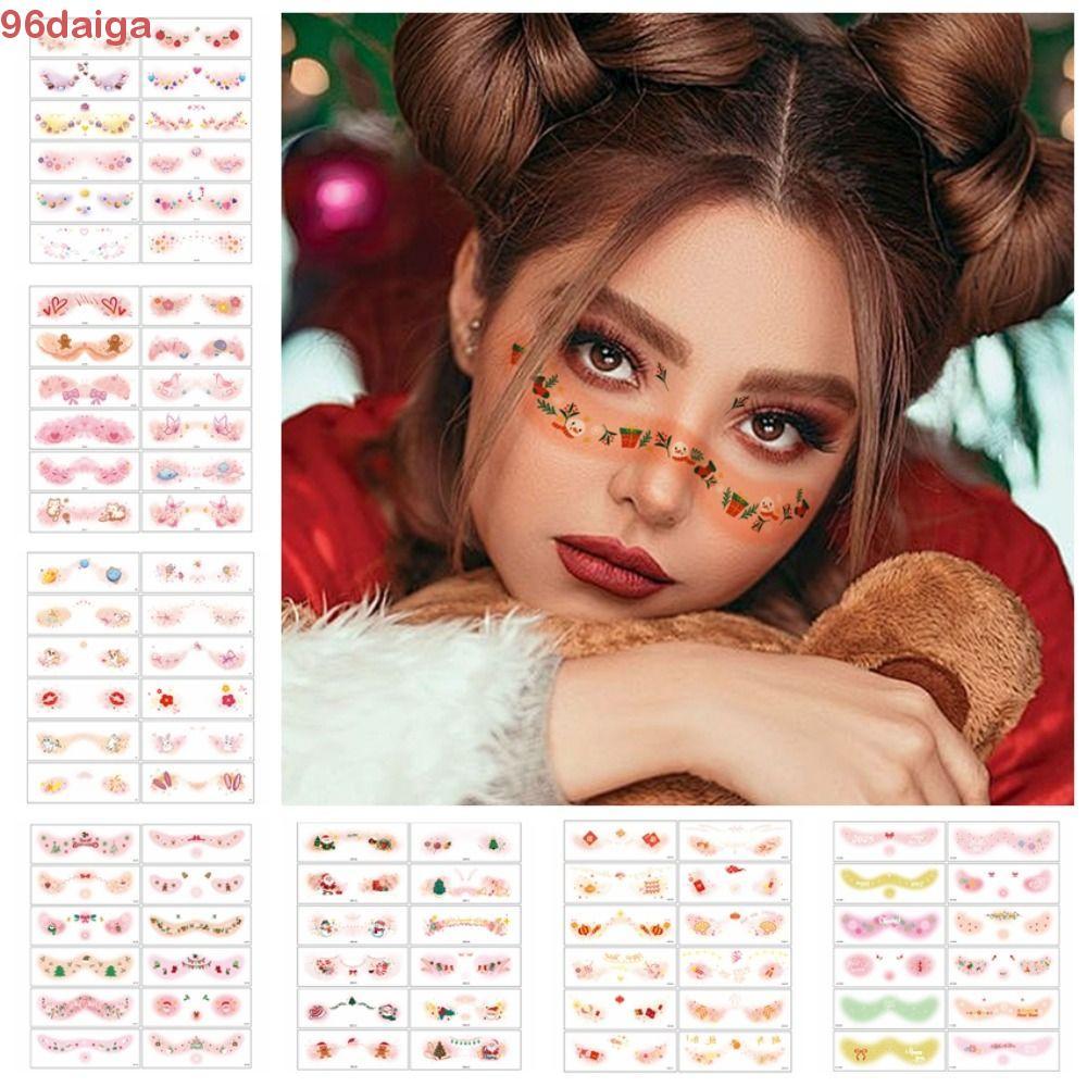 DAIGA 12PCS สติกเกอร์แต่งหน้าแบบกันน้ำ ใช้งานได้นาน สำหรับเทศกาลคริสมาส ...
