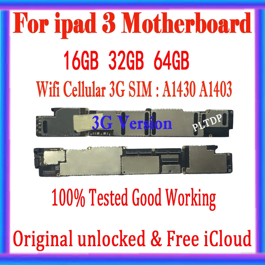 สําหรับ iPad 3 ปลดล็อกเมนบอร์ด 16GB 32GB 64GB A1430 A1403 WIFI 3G รุ่น ...