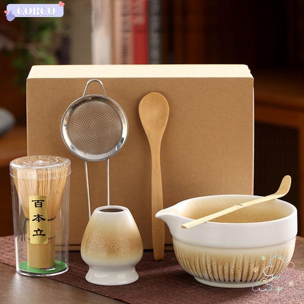 CORCO Matcha Whisk Set, Ceramic Bamboo Reusable Japanese Matcha Tea Set ...