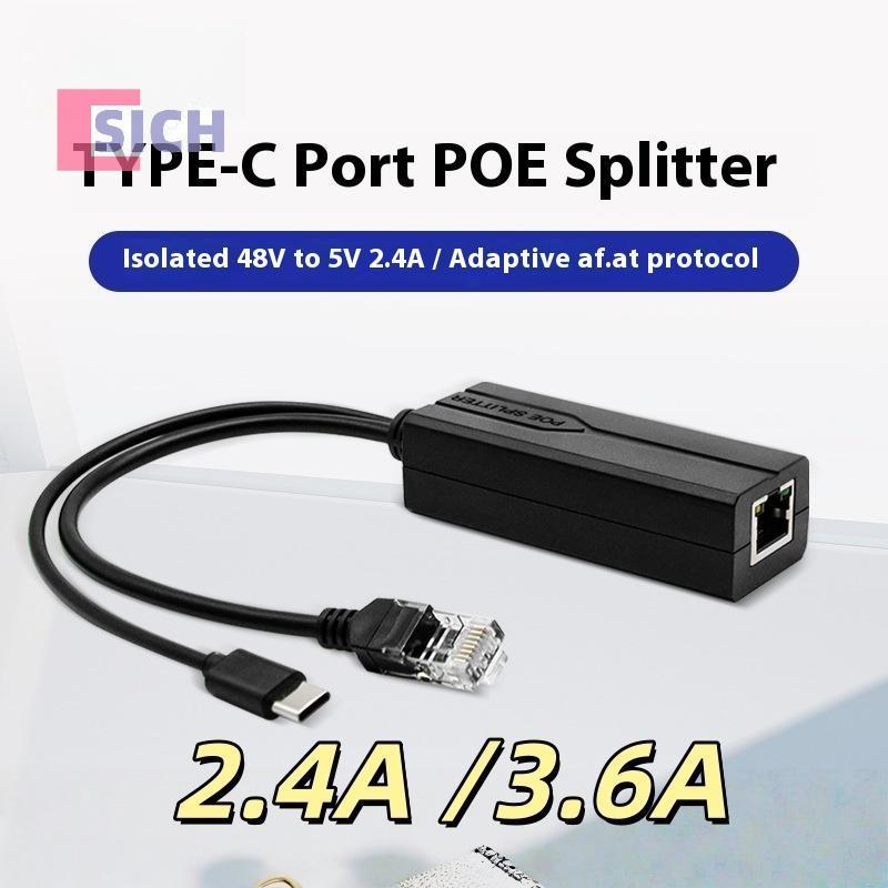[Sich] 1 ชิ้น 48 โวลต์ถึง 5 โวลต์ Micro USB Type-C POE Splitter 100/1000Mbps Gigabit POE กล้อง ...