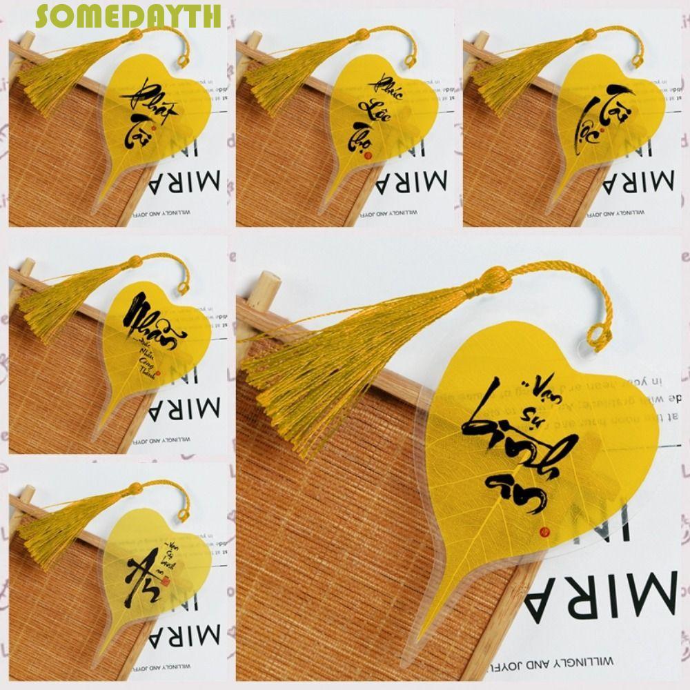 SOMEDAY 5 ชิ้น Bodhi Leaf Vein Bookmark, DIY พร้อมคําบุ๊คมาร์คเอเชีย ...