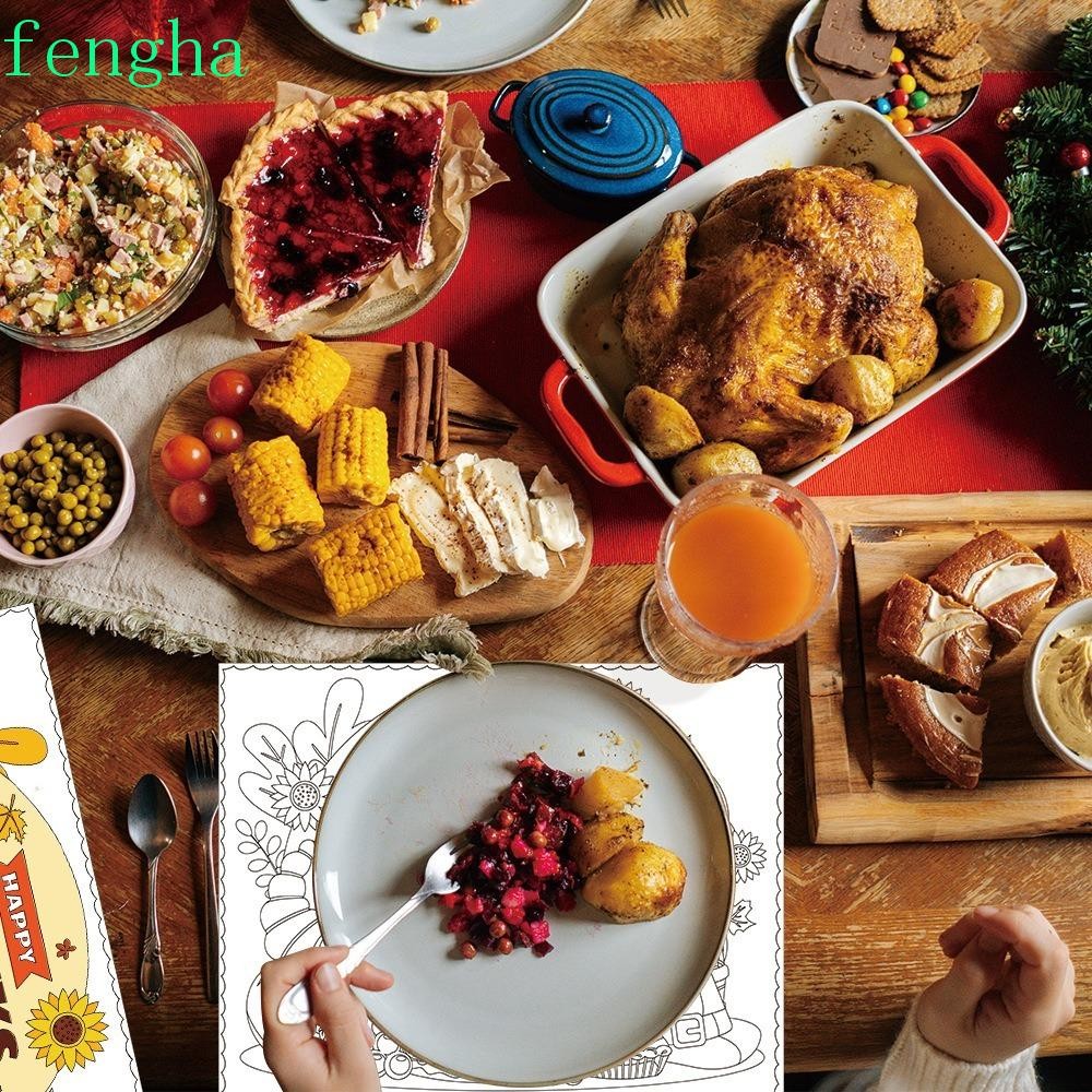 FENGHA 8pcs วันขอบคุณพระเจ้า Placemat, วัสดุกระดาษถ้วยแผ่น DIY กระดาษ ...