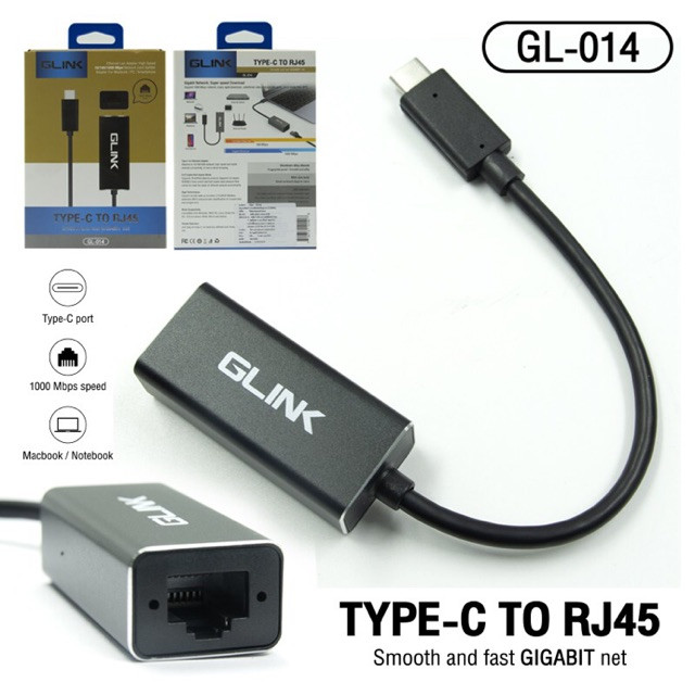 Glink GL-041C Converter Type-C To Lan/RJ-45/แปลง USB Type-C เป็น Lan ...