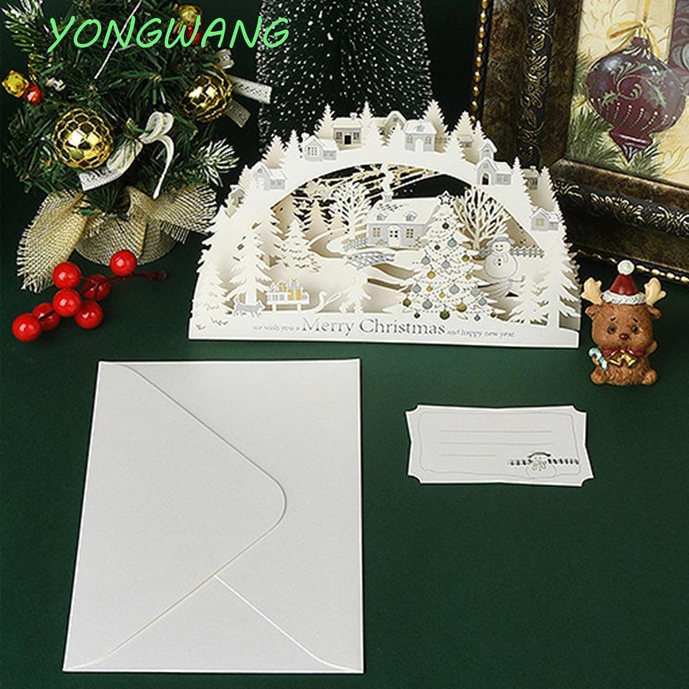YONGWANG คริสต์มาส 3D การ์ดอวยพร, Hollow เลเซอร์แกะสลักการ์ดเชิญ,พรรค ...