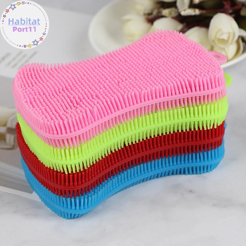 HabitatPort จานซิลิโคนแปรงล้างหม้อ Pan Sponge Scrubber เครื่องมือทํา ...