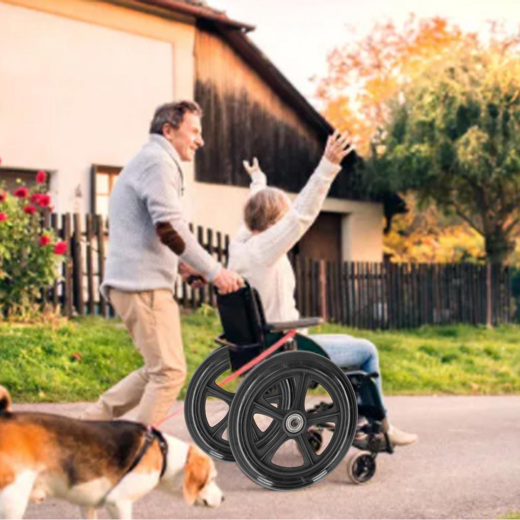 Walker Tyre สีดำ PU รถเข็นล้อเปลี่ยน Smooth Rolling สำหรับ Rollator ...