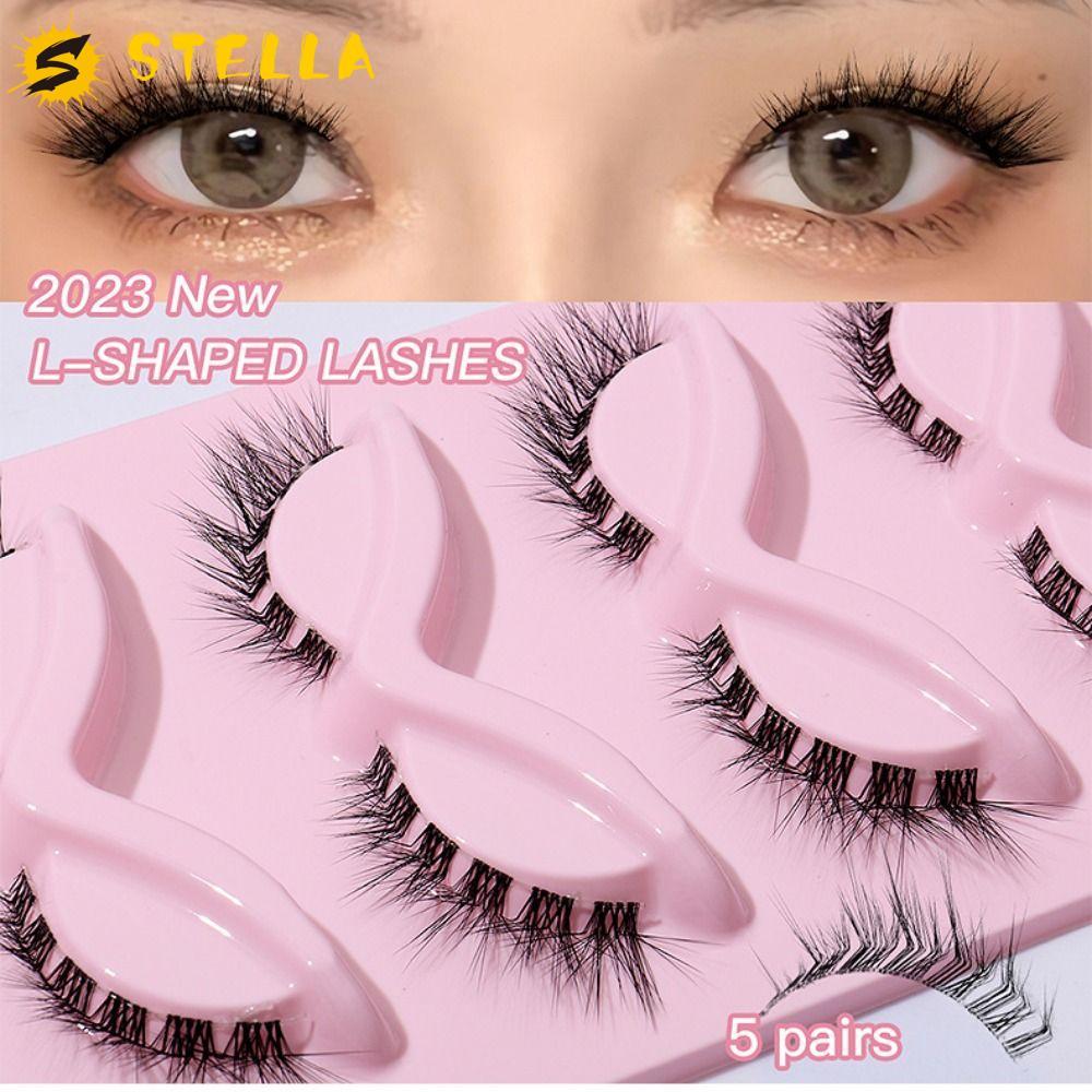 STELLA 5 คู่ L Curl ขนตาปลอม, Eye Tail ยาวเฉียง Cat Eye ปลอม Lashes ...