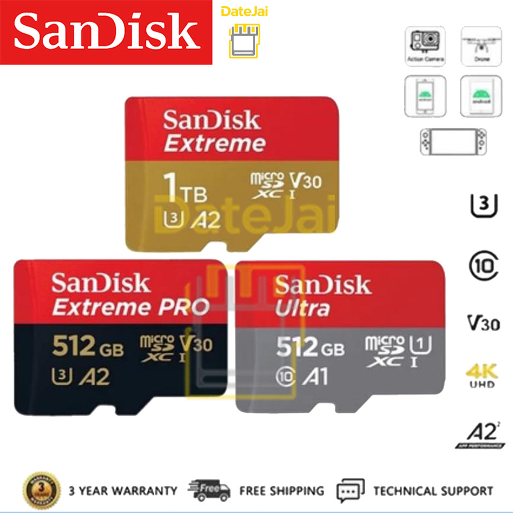 Sandisk Ultra-Extreme-Extreme Pro micro SDcard 32GB/64GB/128GB/256GB/512GB/1TB เมมโมรี่การ์ด ...