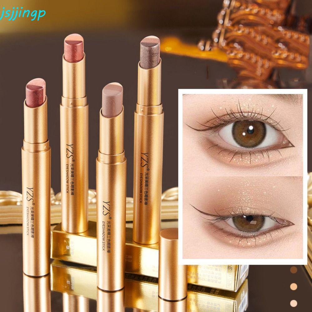 JSJJINGP อายแชโดว์ 3 สี, กันน้ํา High Pigmented Pearly Eye Shadow ดินสอ, Glitter ติดทนนาน Sweat ...