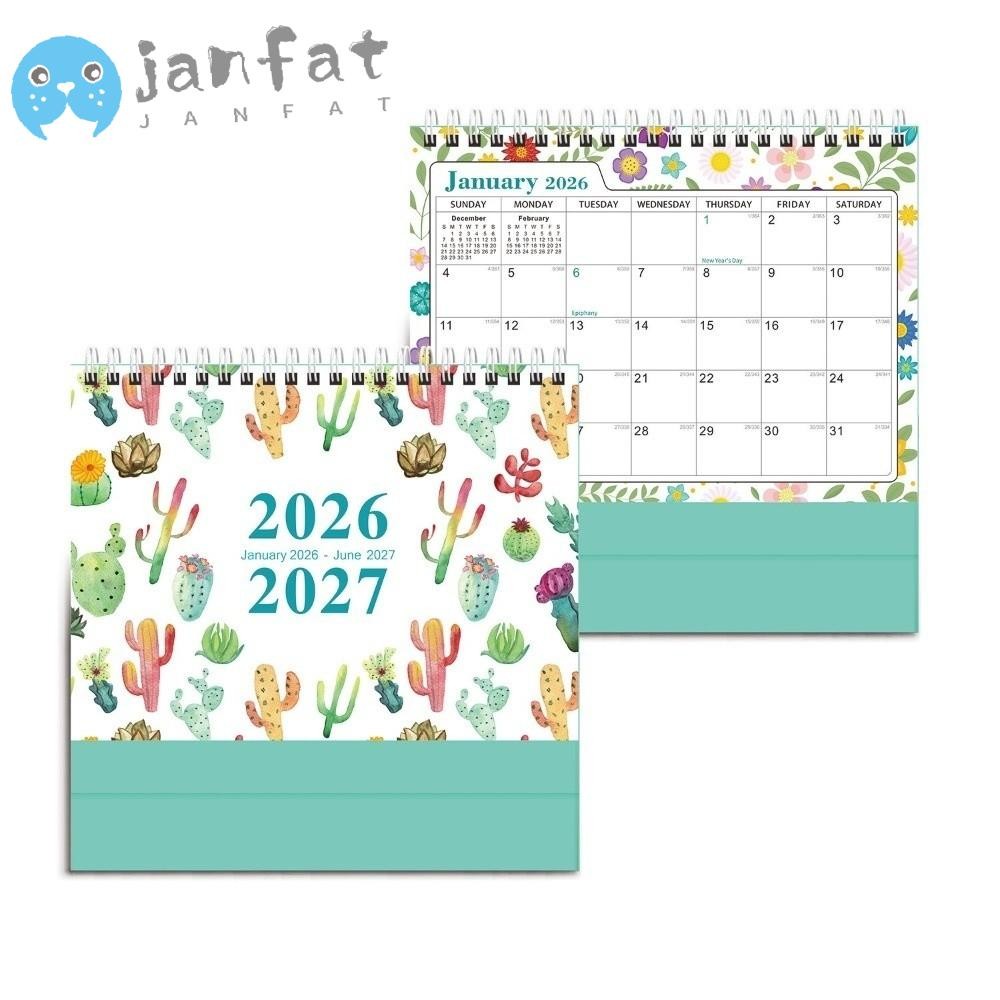 JANFAT 2026 Desktop Planner, Cactus Standing Flip Desk Calendar, Small ...