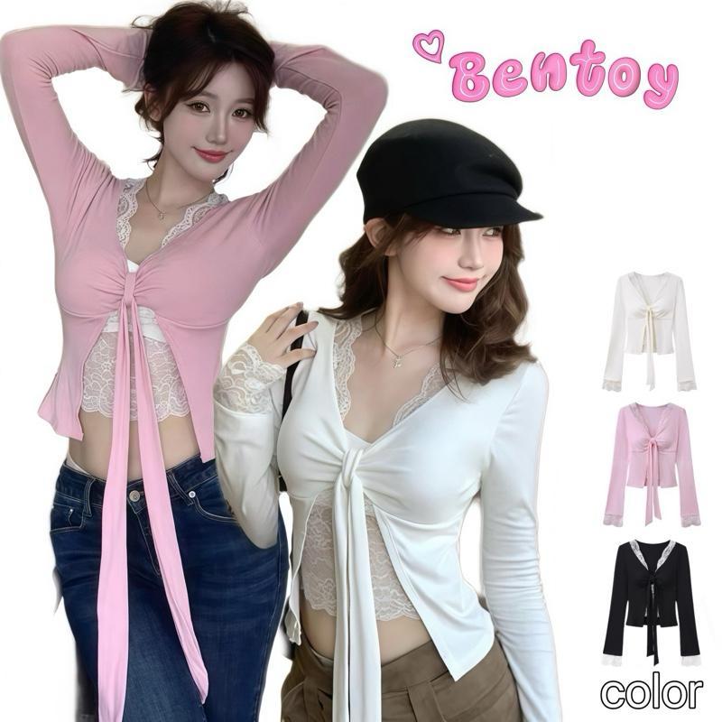 Bentoy พร้อมส่ง เสื้อแขนยาวแต่งซับในลูกไม้ สไตล์สาวหวานบนเซ็กซี่ เสริม ...