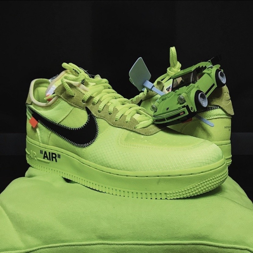 สไตล์ใหม่ OW Fluorescent Green AF1 Air Force No. 1 Low-Top ผู้ชาย ...