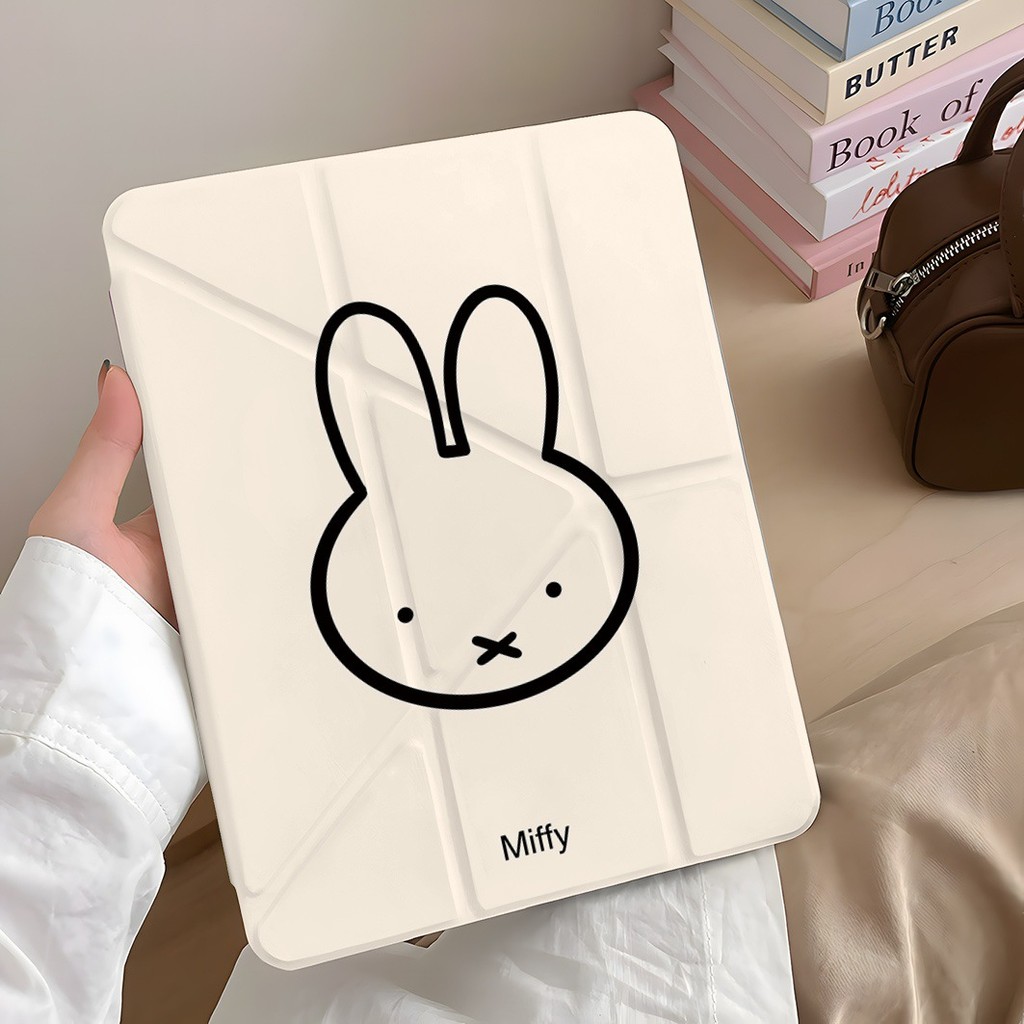 สายสีดํา Miffy Rabbit ipadA16 Flat Case pro37 cm MINI7 เคสป้องกัน 7/8/9th Generation air6/5 เคส ...
