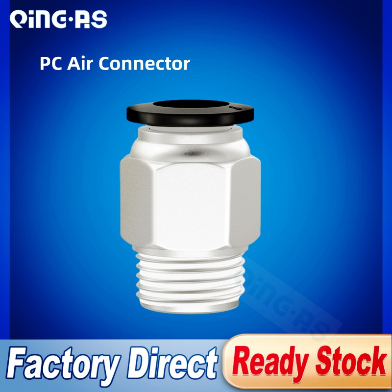 PU Trachea Quick Connector Pneumatic Quick Plug Thread ตรง-ผ่าน PC6 8 ...
